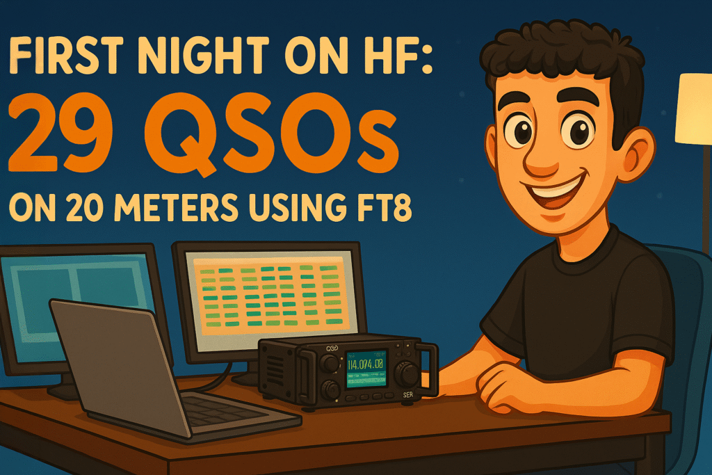 First Night on HF: 29 QSOs on 20 Meters Using FT8 - W2DIY